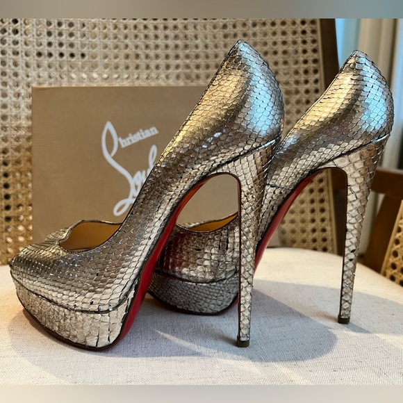 Christian Louboutin | Shoes | Christian Louboutin Lady Peep 5 Python ...